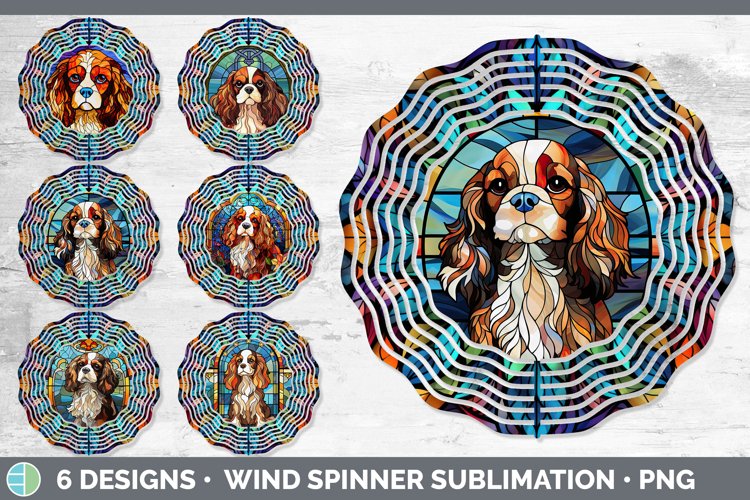 Stained Glass Cavalier King Charles Spaniel Dog Wind Spinner