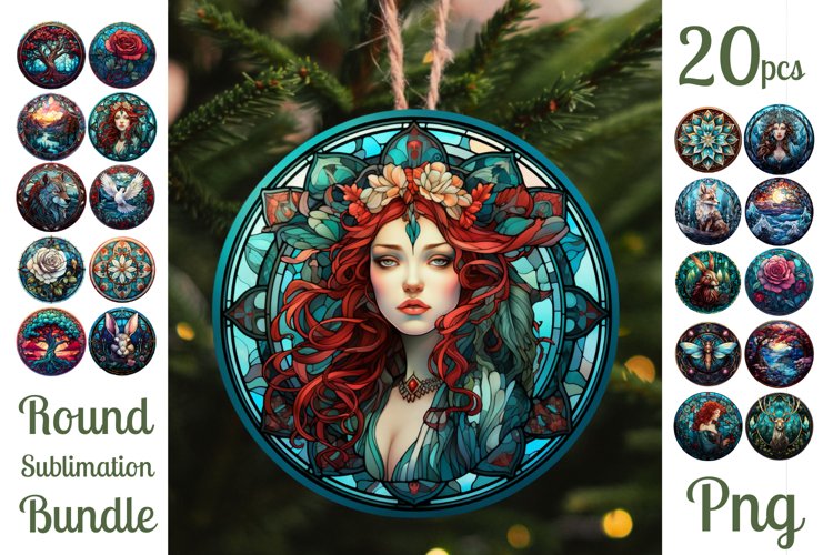 Stained Glass Christmas Sublimation Bundle / Ornaments PNG
