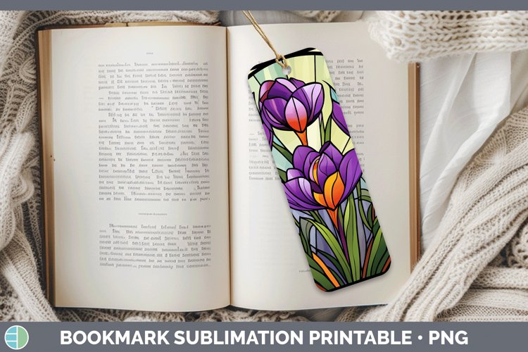 Stained Glass Crocus Bookmark Sublimation Printable Designs