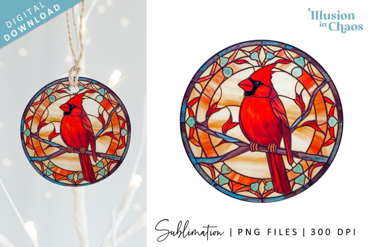 Stained Glass Christmas Ornament - Cardinal Design