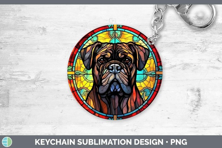 Stained Glass Dog Cane Corso Keychain Sublimation Keyring De