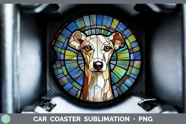 Stained Glass Dog Greyhound Car Coaster Sublimation Coaster