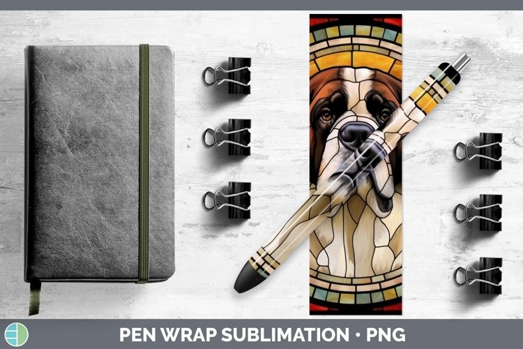 Stained Glass Dog Saint Bernard Pen Wrap Sublimation Epoxy P