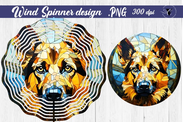 Stained glass dog, Wind Spinner sublimation