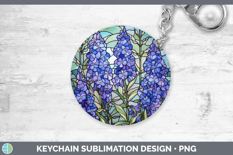Stained Glass Flowers Delphinium Keychain Sublimation Keyrin