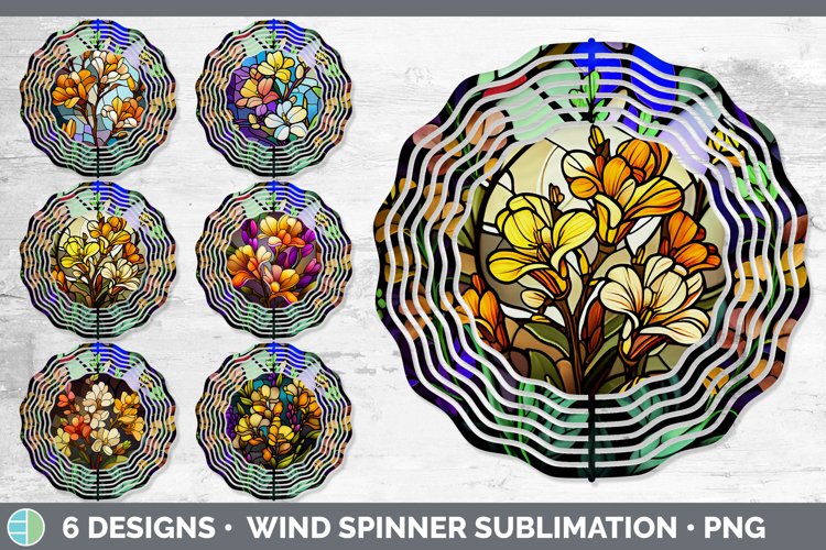 Stained Glass Freesia Flowers Wind Spinner | Sublimation Spi