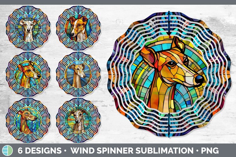 Stained Glass Greyhound Dog Wind Spinner | Sublimation Spinn