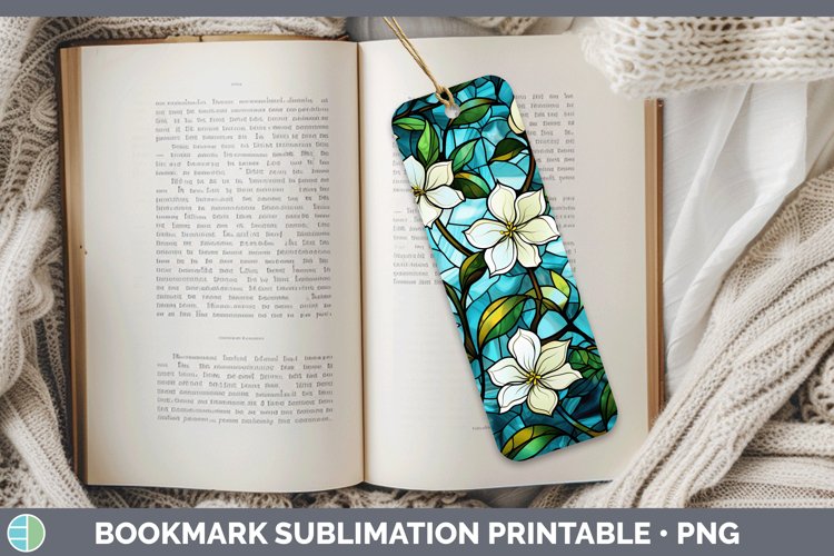 Stained Glass Jasmine Bookmark Sublimation Printable Designs