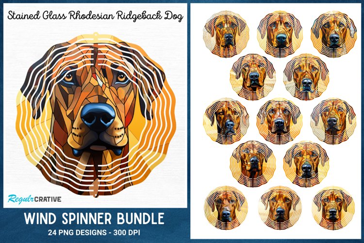Stained Glass Rhodesian Ridgeback Dog Wind Spinner Bundle