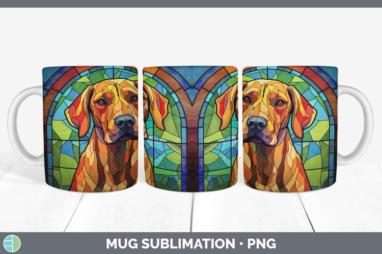 Stained Glass Rhodesian Ridgeback Mug Wrap Sublimation Coffe