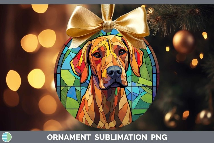 Stained Glass Rhodesian Ridgeback Ornament Sublimation Baubl
