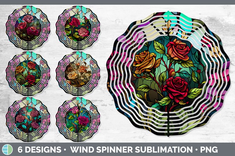 Stained Glass Rose Flowers Wind Spinner | Sublimation Spinne