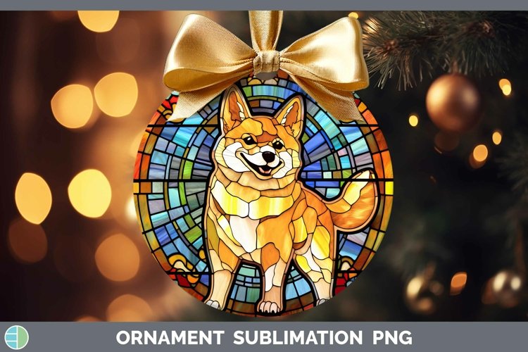 Stained Glass Shiba Inu Ornament Sublimation Bauble Designs