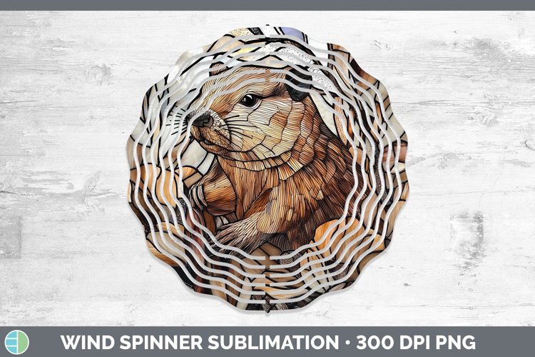 Stained Glass Woodland Beaver Wind Spinner Sublimation Spinn