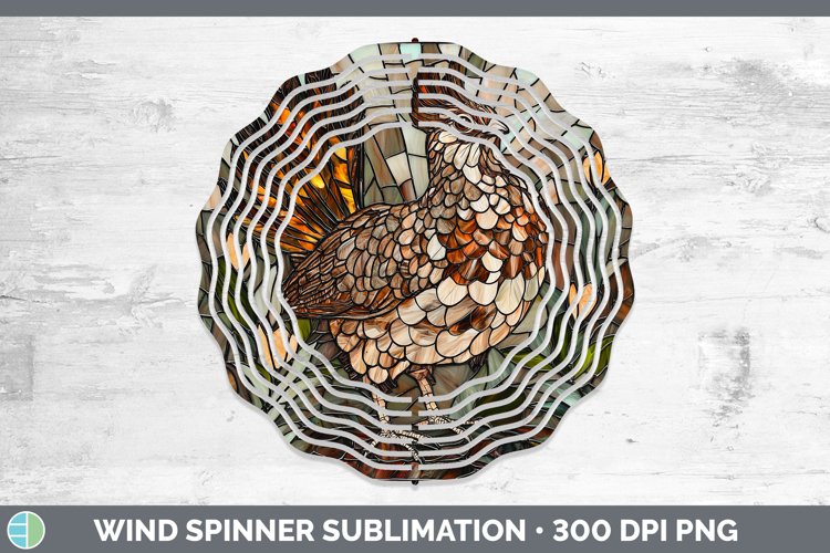 Stained Glass Woodland Grouse Wind Spinner Sublimation Spinn