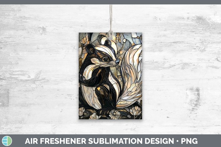 Stained Glass Woodland Skunk Air Freshener Sublimation Car F