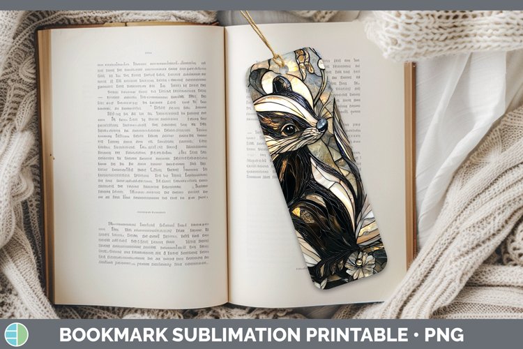 Stained Glass Woodland Skunk Bookmark Sublimation Printable