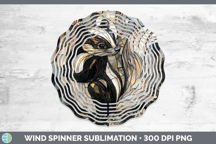 Stained Glass Woodland Skunk Wind Spinner Sublimation Spinne