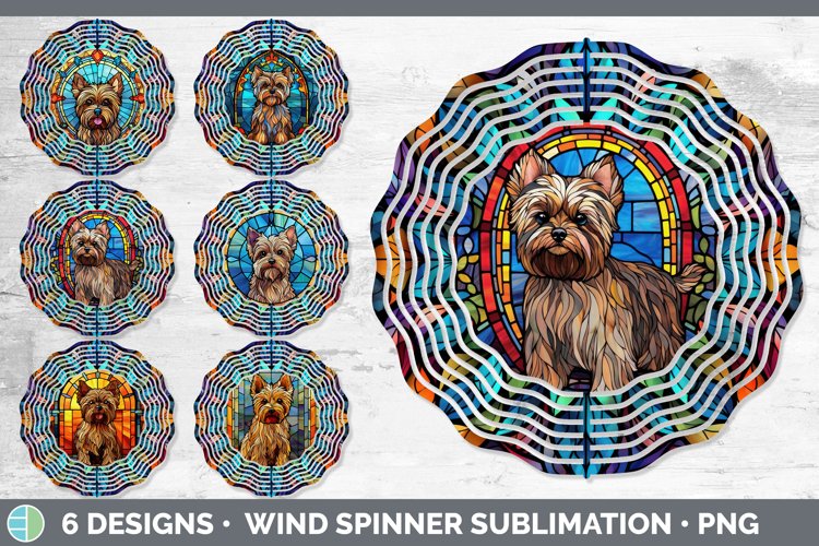 Stained Glass Yorkshire Terrier Dog Wind Spinner | Sublimati
