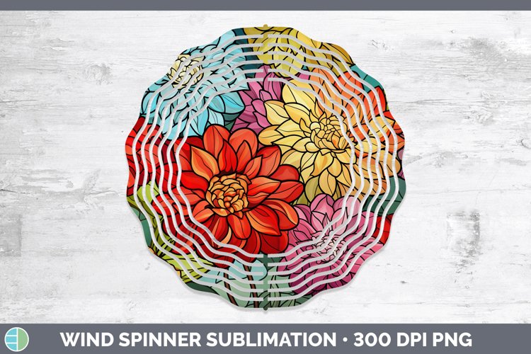 Stained Glass Zinnia Wind Spinner Sublimation Spinner Design