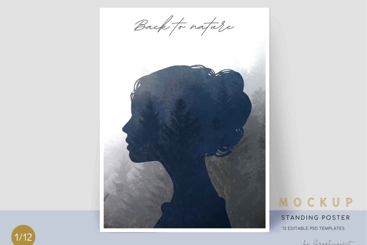 Minimal Standing Poster Mockup - 12 PSD Templates