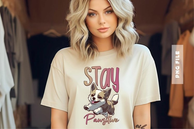 Stay Pawsitive T shirt Design