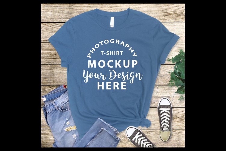 Bella Canvas 3001 t-shirt mock-up STEEL BLUE (2260168)