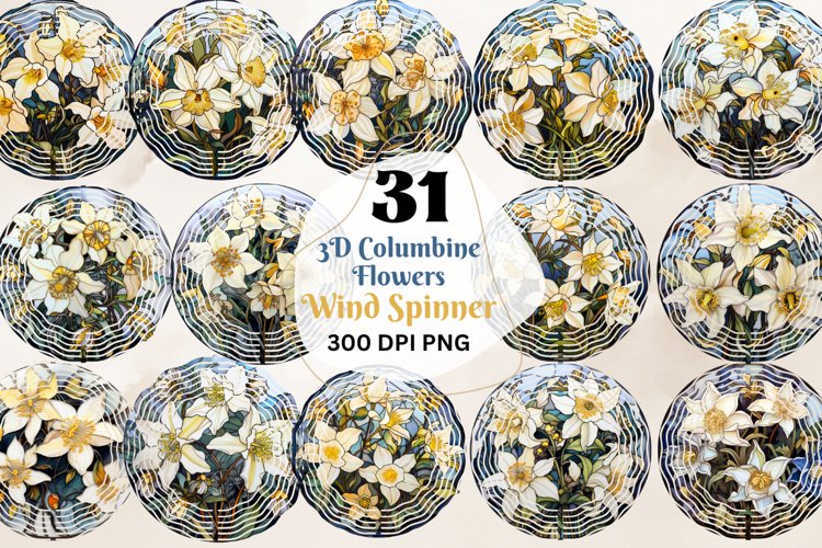 3D Black And Gold Columbine Flowers Wind Spinner Bundle