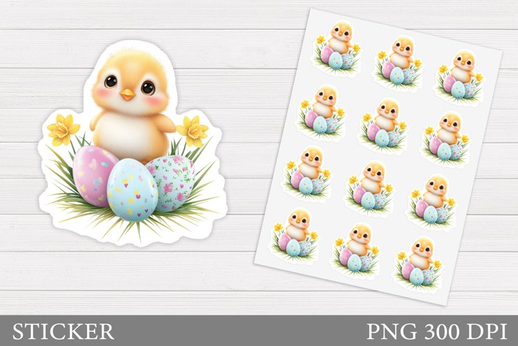 Easter Chick Sticker Design. Cute Chick Sticker (5257109)