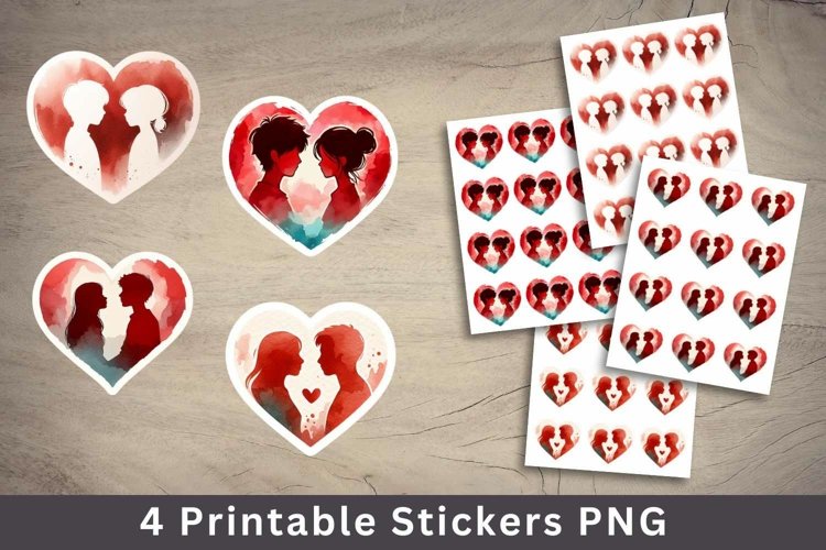 valentine sticker printable - couple heart stickers