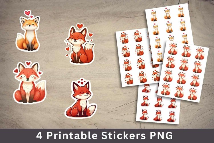valentine sticker printable - fox stickers