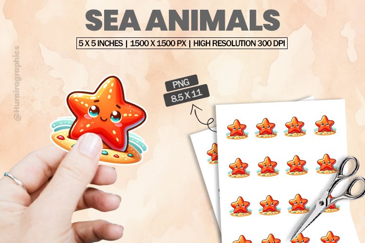 Sea Animal|Printable Animal Sticker (5030523)
