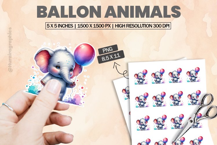 Ballon Animals|Printable Animal Sticker (5025366)