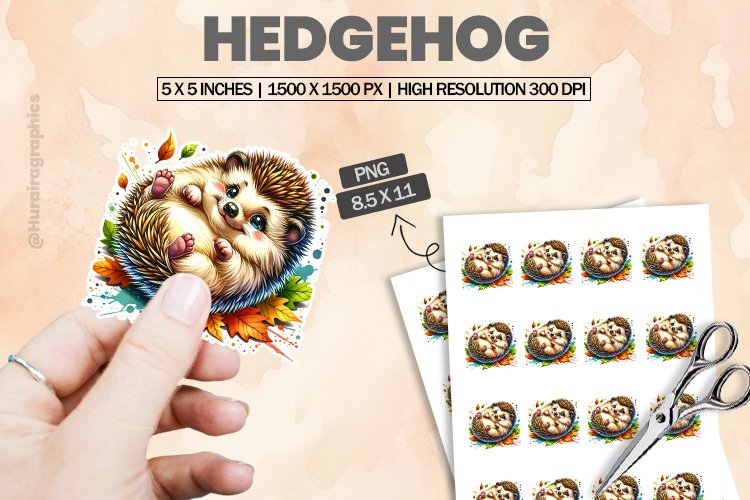 Hedgehog |Printable Animal Sticker (5029469)