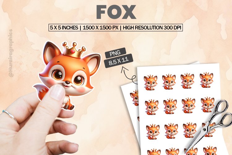 Fox|Printable Animal Sticker (5027034)