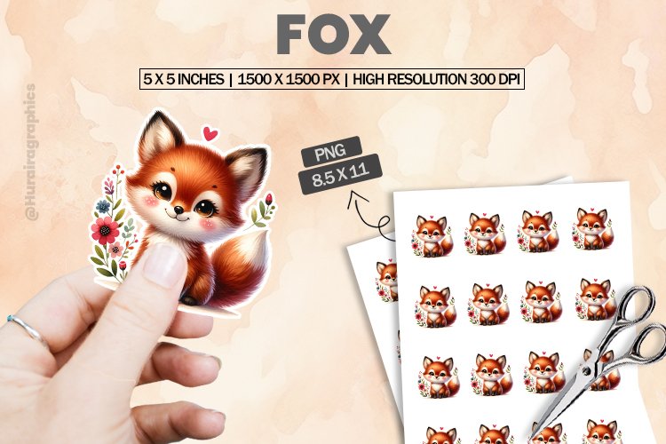 Fox|Printable Animal Sticker (5027040)