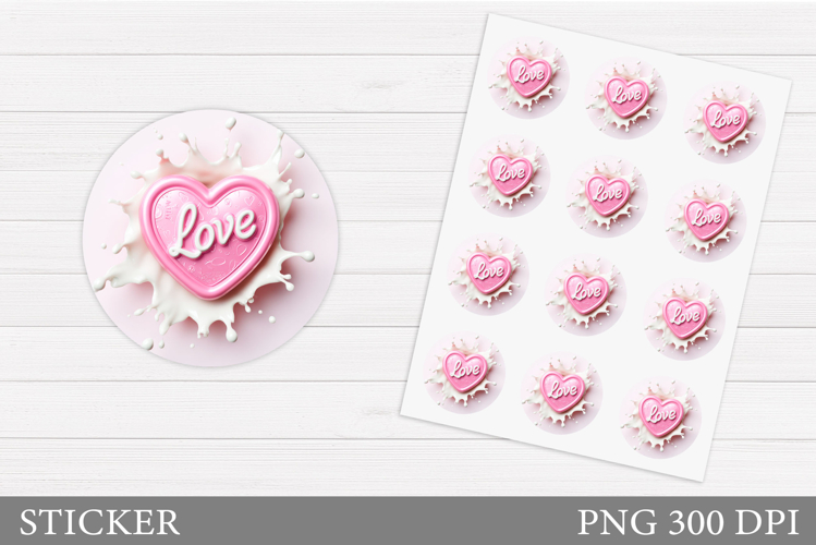 Heart Sticker Printable. Valentines Sticker Design (6488092)