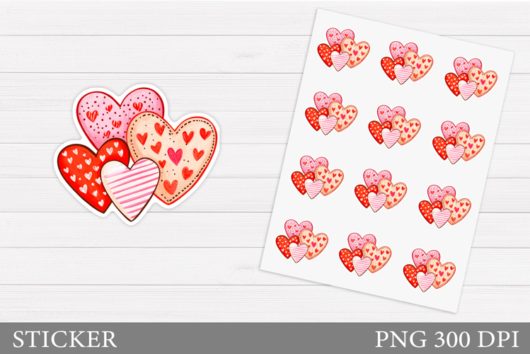 Hearts Stickers Printable. Valentines Sticker (6456692)