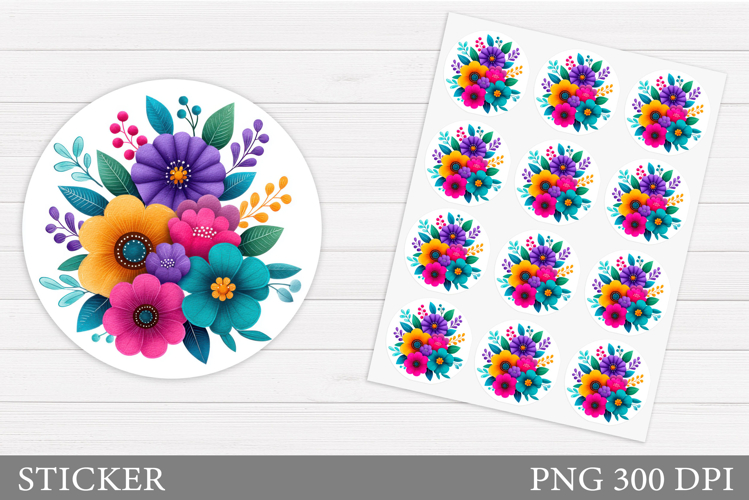 Flowers Sticker Design. Floral Sticker Printable (5576061)
