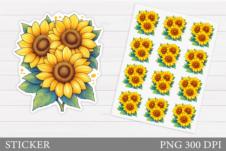 Sunflowers Sticker Design. Floral Sticker (5373895)
