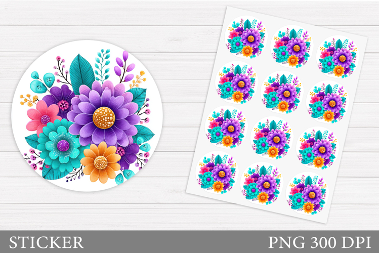 Flowers Sticker Design. Floral Sticker Printable (5576063)