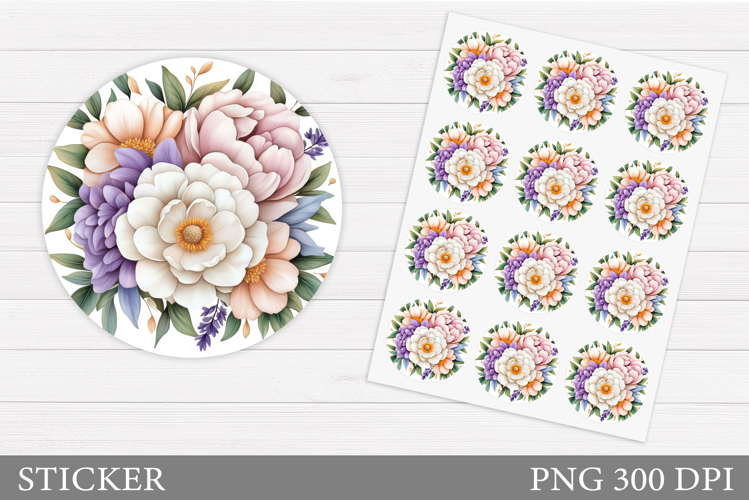Flowers Sticker Design. Floral Sticker Printable (5458132)
