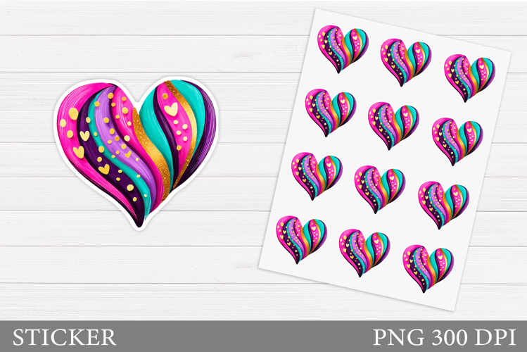 Heart Sticker Printable. Valentines Sticker Design (6548797)