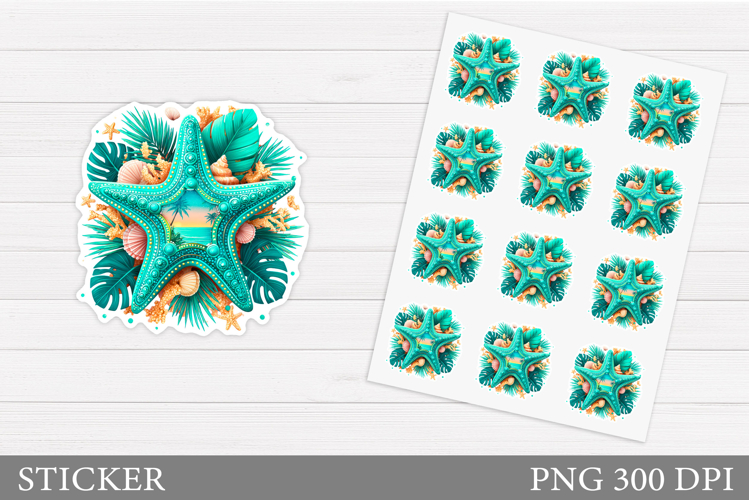 Starfish Sticker Design. Sea Sticker Printable (6766884)