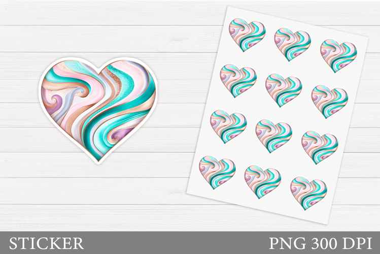 Heart Sticker Printable. Valentines Sticker Design (6548801)