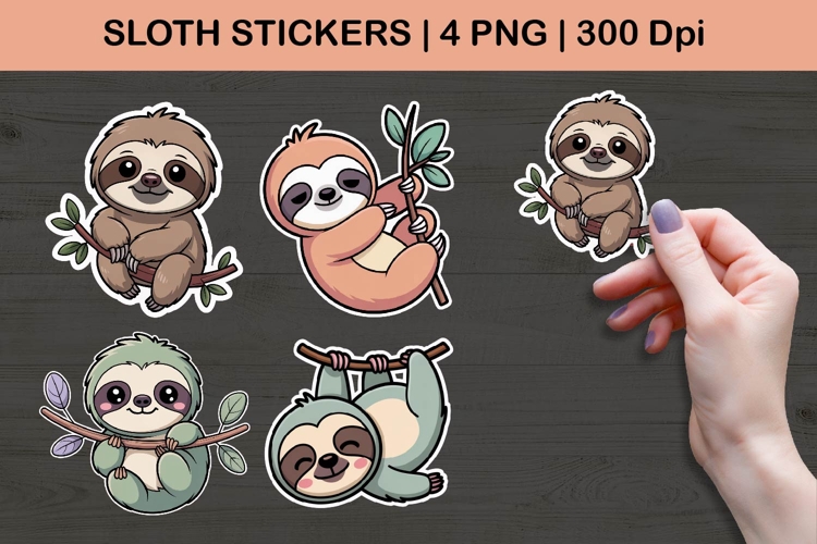 Cute Sloth Stickers | Sloth Clipart PNG
