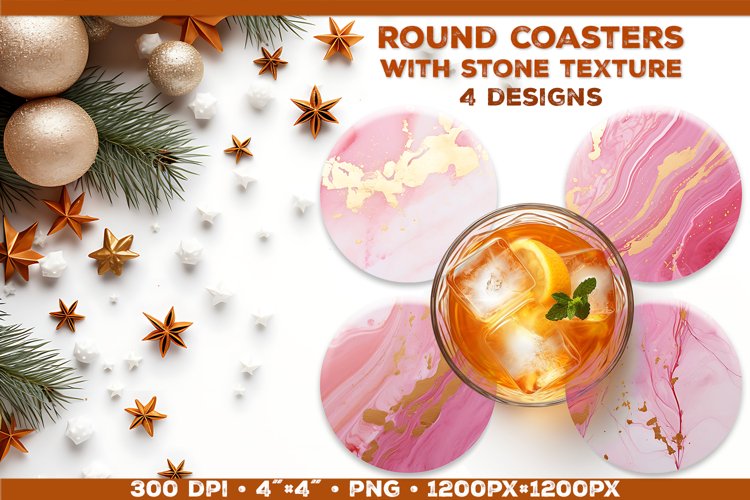 Round Coaster Sublimation designs with Stone (3065429)