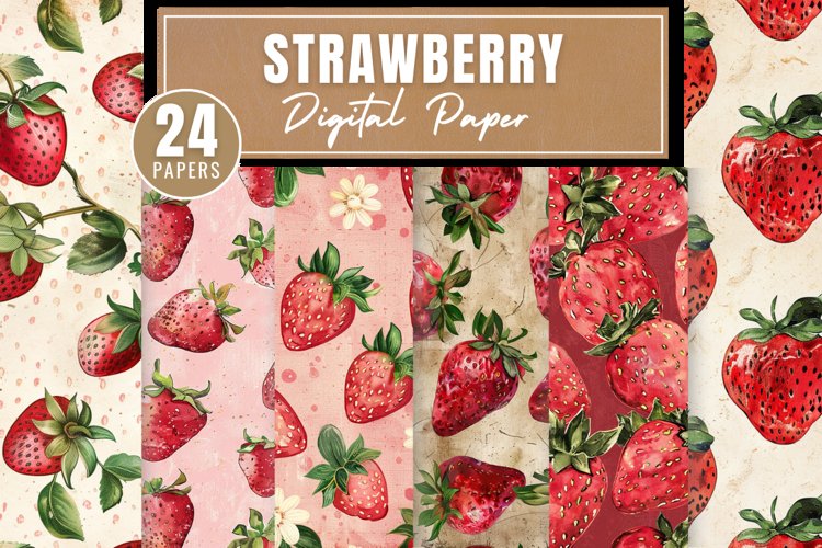 Strawberry Digital Paper Bundle