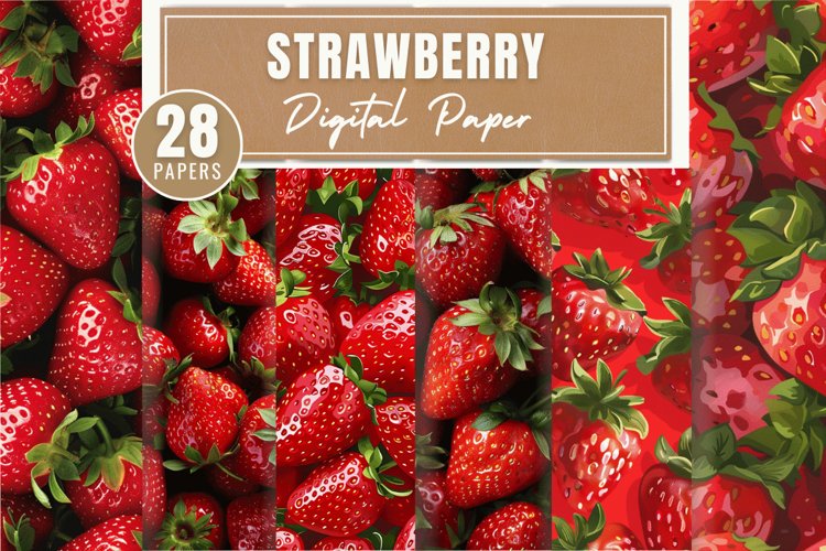 Strawberry Digital Paper Bundle