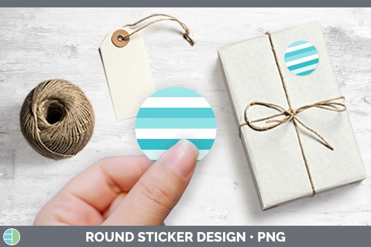Stripes Cyan Stickers | Round Labels Designs